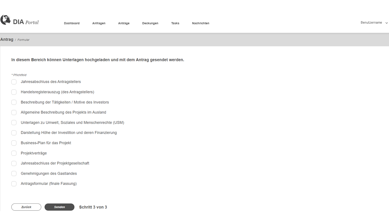 Informationen zum DIA-Portal - Investitionsgarantien